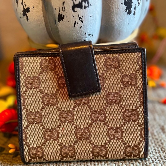 Gucci | Bags | Gucci G Logo Print Canvas Brown Leather Vintage | Poshmark